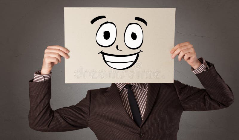 Student Holding a Paper with Laughing Emoticon in Front of His Face ...