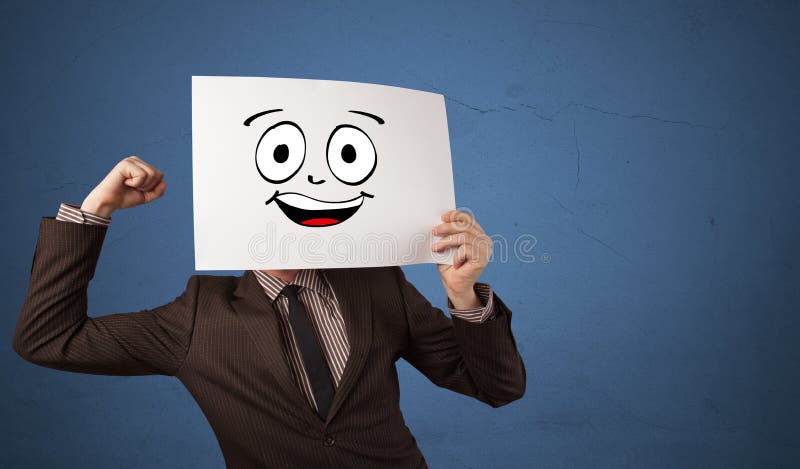 Student Holding a Paper with Laughing Emoticon in Front of His Face ...