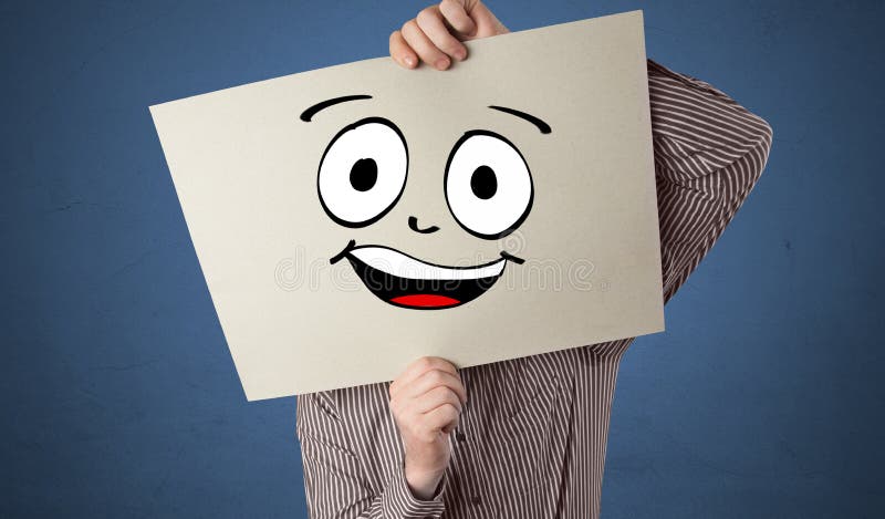 Student Holding a Paper with Laughing Emoticon in Front of His Face ...