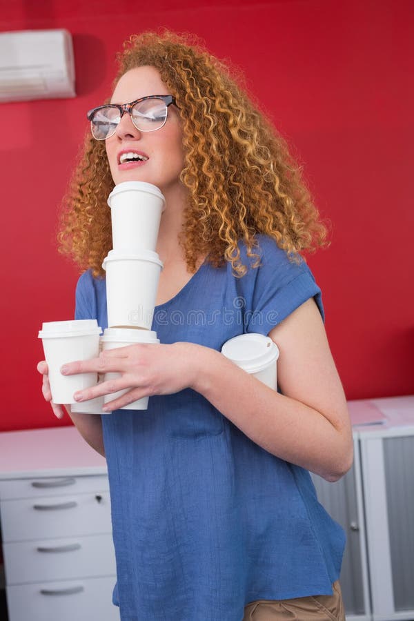 Student Holding Pile of Coffee Cup Stock Image - Image of higher ...
