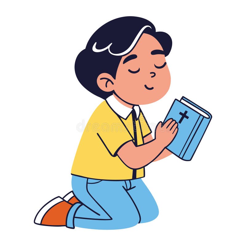 Student Holding Prayer Bible Stock Vector - Illustration of book ...