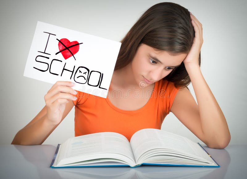 Student Holding a Sign with the Words I Hate School Stock Photo - Image ...