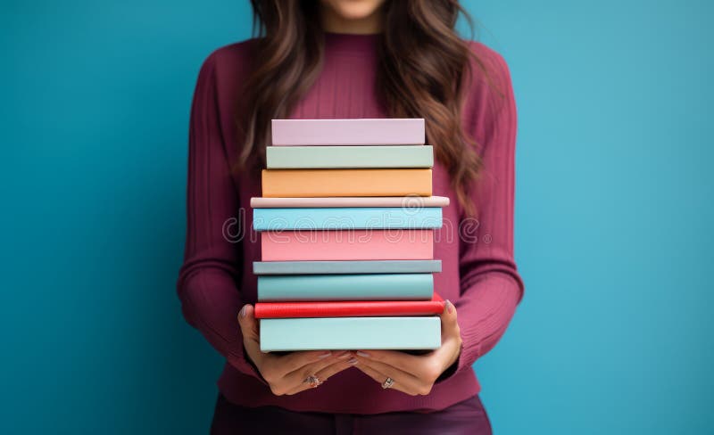Student Holding Stack of Books Stock Photo - Image of stack, cognition ...