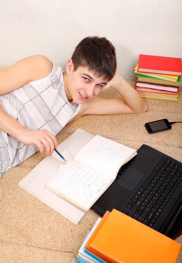 Student at Home stock photo. Image of lying, naturally - 45865550