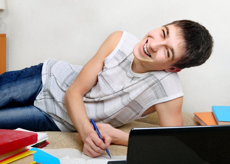 Student at Home stock image. Image of handsome, education - 45865559