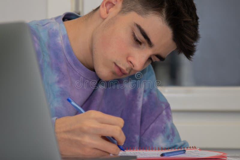 Student at Home with Computer Stock Photo - Image of courses ...