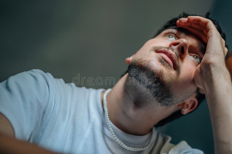 Student at Home with Lonely Expression Stock Image - Image of sadness ...