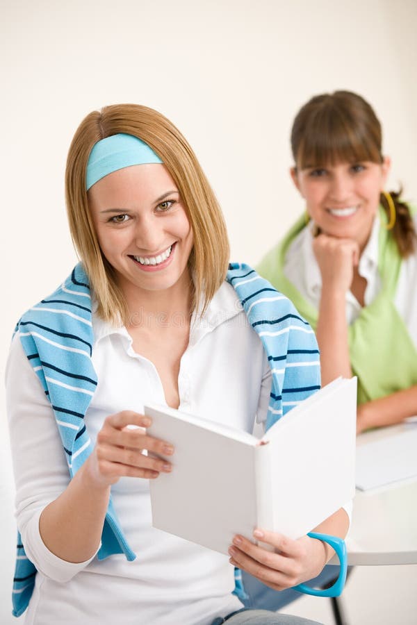 Student at Home - Two Young Woman Study Together Stock Image - Image of ...