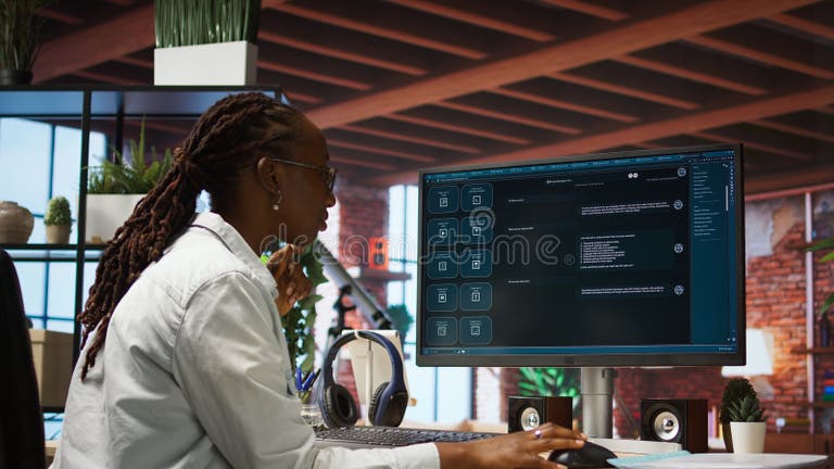 Student at Home Using AI LLM Chatbot Software To Get Help with Solving Homework Stock Photo ...