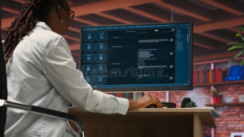 Student at Home Using AI LLM Chatbot Software To Get Help with Solving Homework Stock Image ...