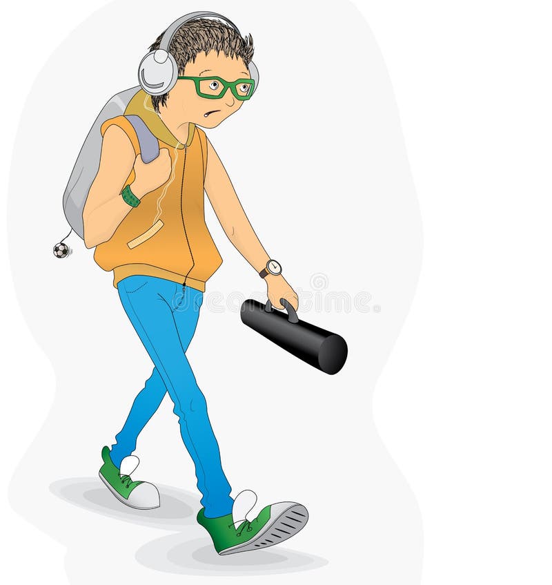 Student in a hurry stock vector. Illustration of rush - 28105514