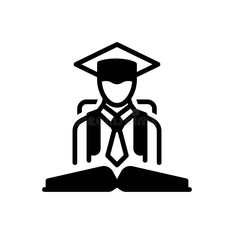 Black Solid Icon for Student, Pupil and Education Stock Vector ...