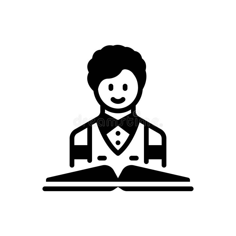 Black Solid Icon for Student, Reciter and Schoolboy Stock Illustration ...
