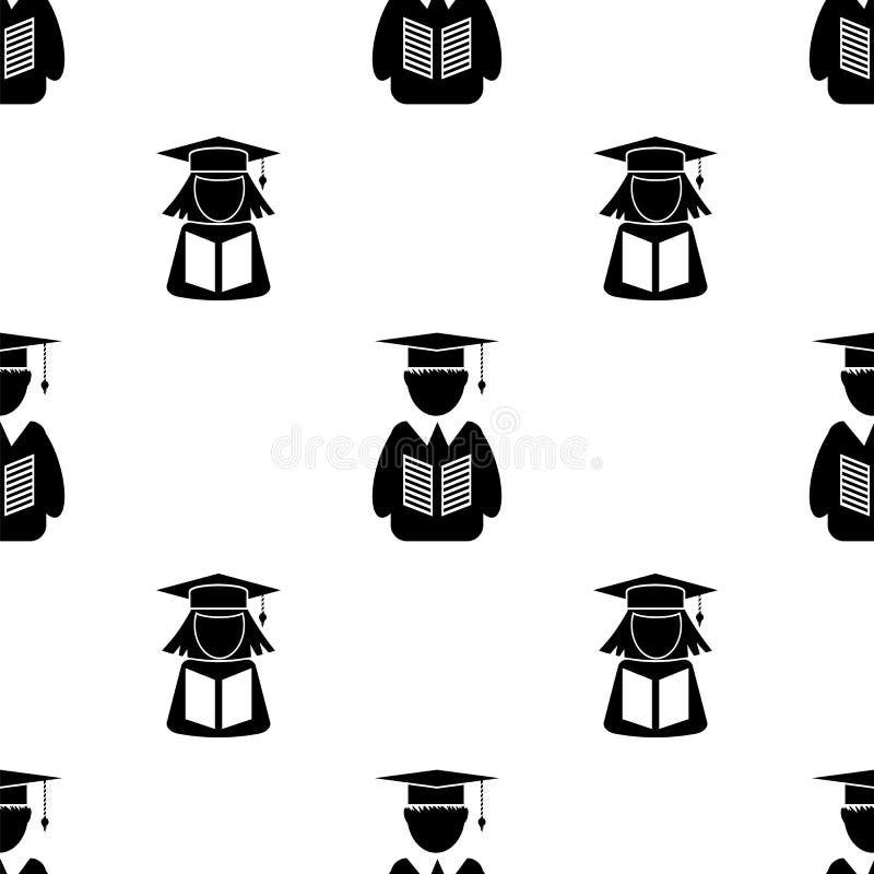 Student Icon Seamless Pattern Isolated on White Background Stock Vector ...