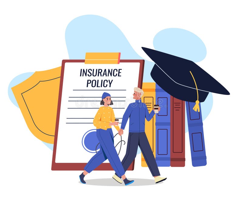 Student Insurance Policy Concept Illustration. Vector Illustration ...