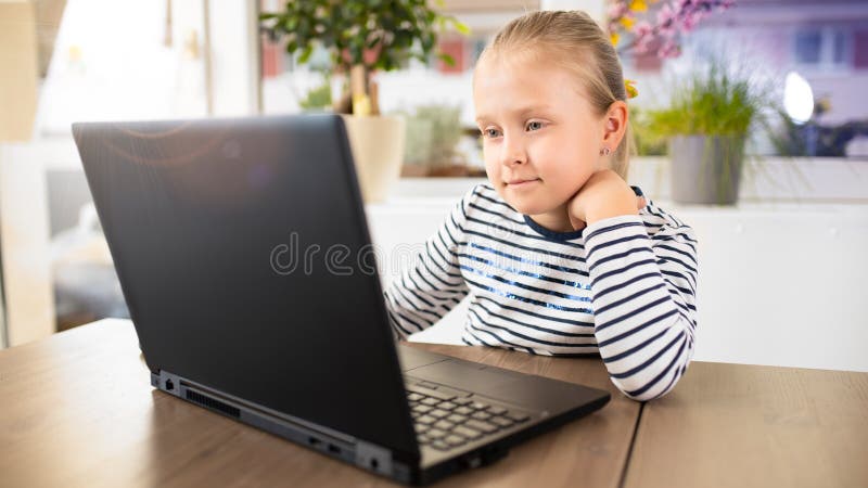 Student is Interested in Watching Computer during Home Study, Sun from ...