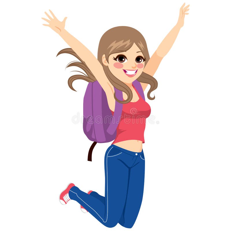 Student Jumping Girl stock vector. Illustration of female - 75811362