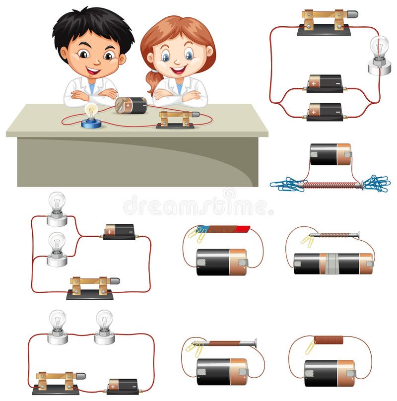 Student Kids Learned about Electric Circuit Component Stock Vector ...