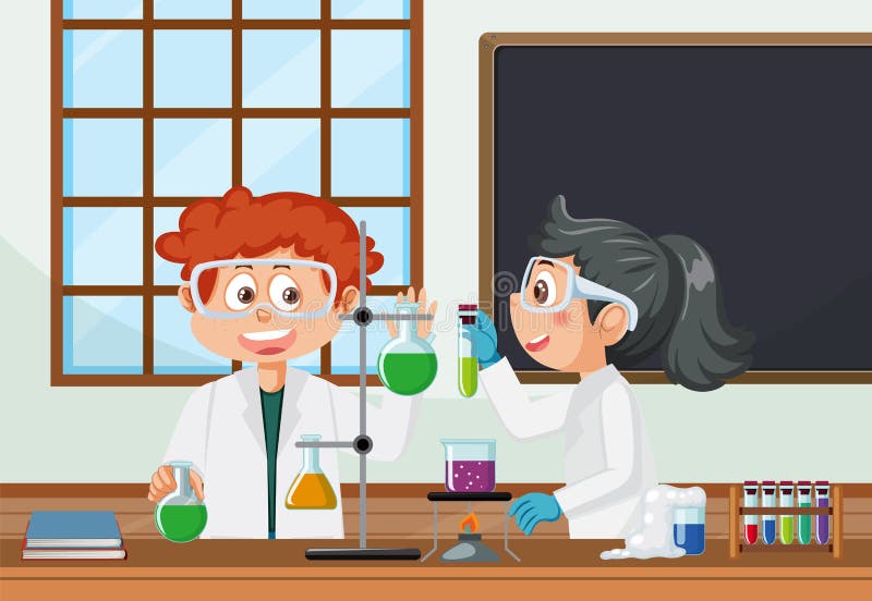 Student Kids in Science Classroom Stock Vector - Illustration of pupil ...