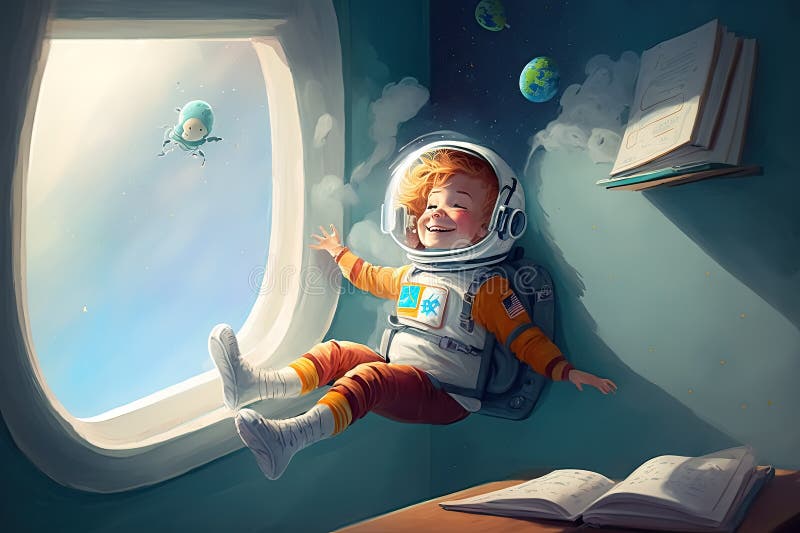 Student Kind in a Classroom is Experiencing Space Gravity and ...