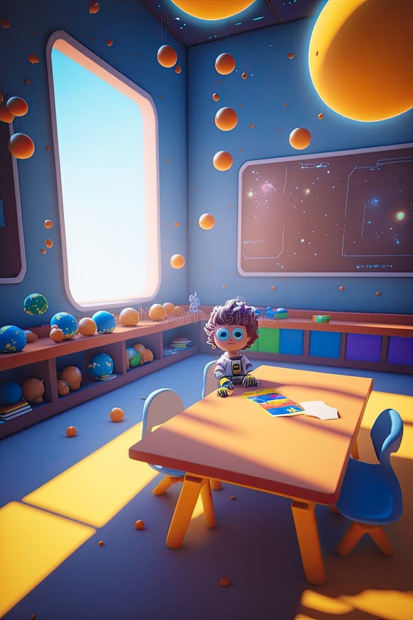 Student Kind in a Classroom is Experiencing Space Gravity and ...