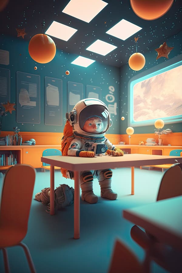 Student Kind in a Classroom is Experiencing Space Gravity and ...