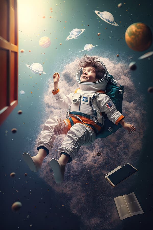 Student Kind in a Classroom is Experiencing Space Gravity and ...