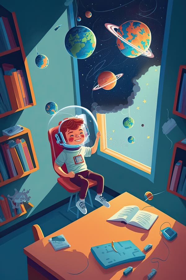 Student Kind in a Classroom is Experiencing Space Gravity and ...