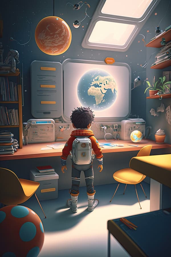 Student Kind in a Classroom is Experiencing Space Gravity and ...