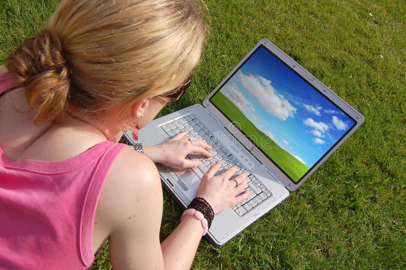 Relaxing with laptop stock image. Image of outdoor, play - 84451