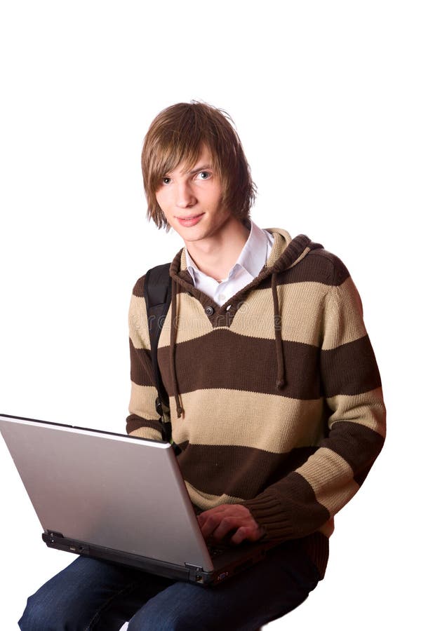 Student with laptop stock photo. Image of isolated, modern - 7893696