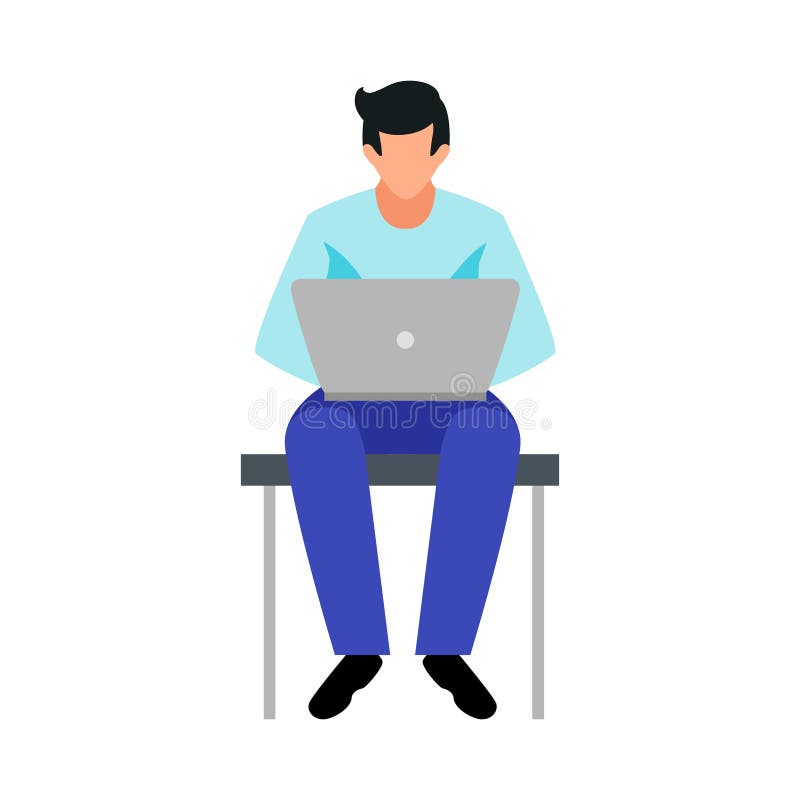 Student with Laptop Composition Stock Illustration - Illustration of ...
