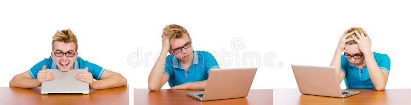 Student with Laptop Isolated on White Stock Image - Image of schoolboy ...