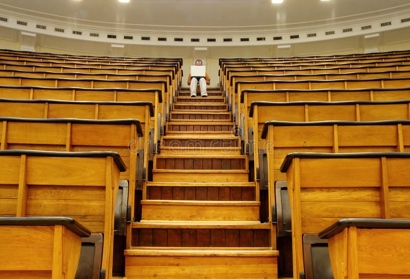 Student with Laptop in Lecture Hall Stock Image - Image of student ...