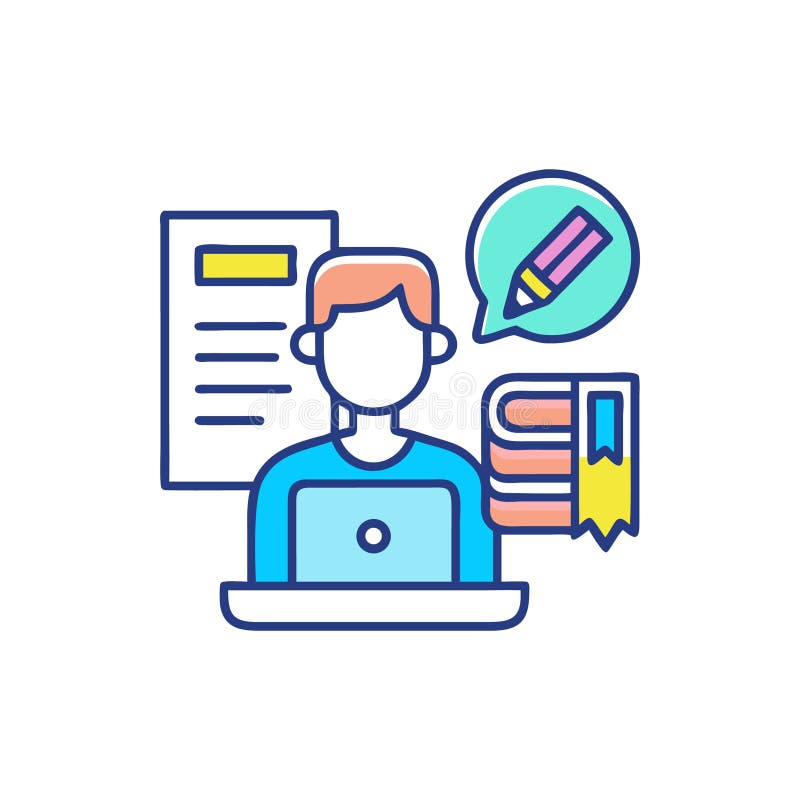 Student with Laptop Studying Flat Design Concept Illustration Vector ...