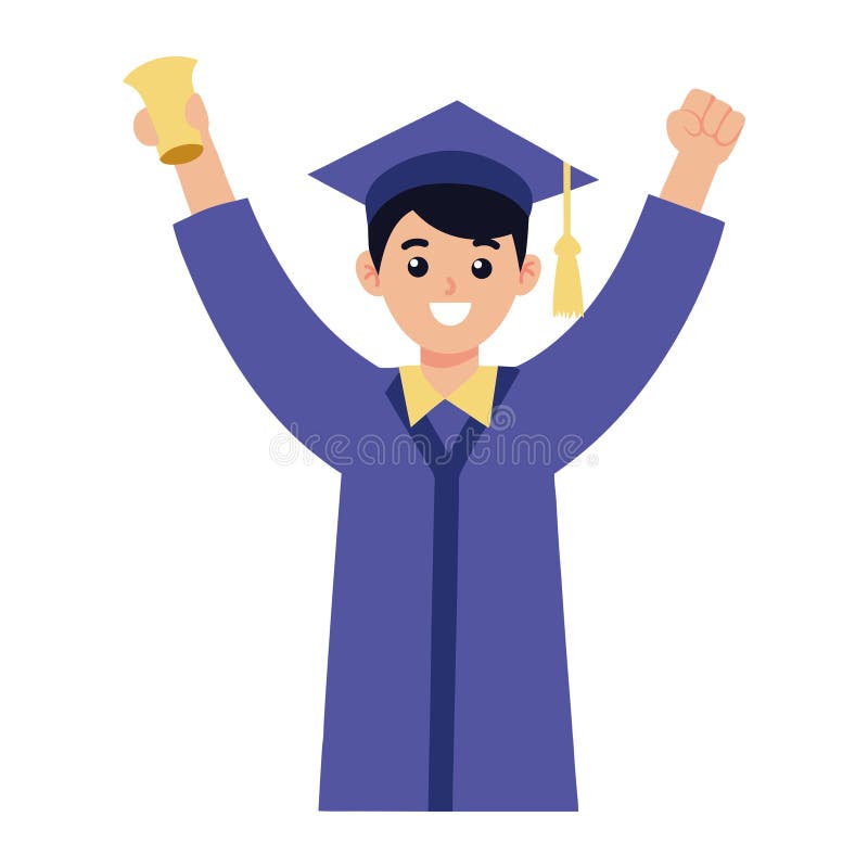 Student Leader Graduation with Cap Stock Illustration - Illustration of ...