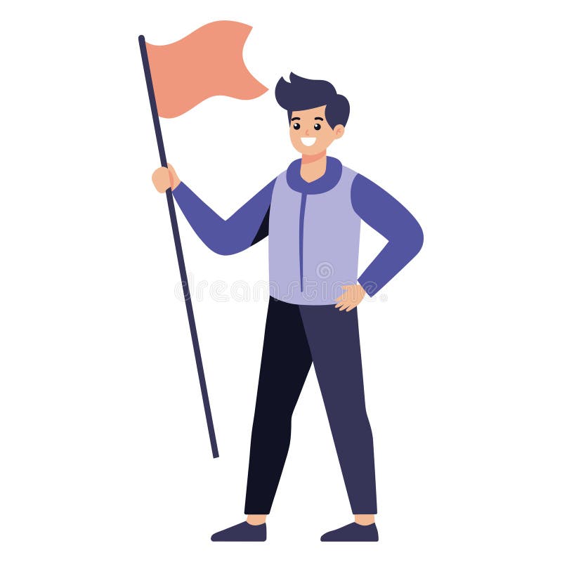 Student Leader Holding Flag Stock Illustration - Illustration of ...