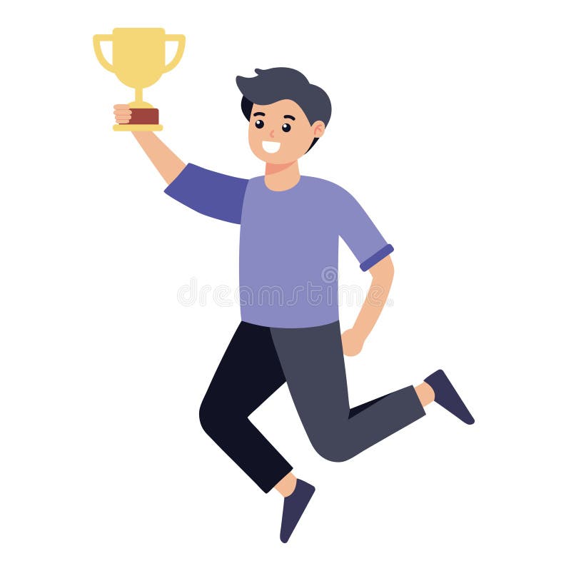 Student Leader Holding Trophy Stock Illustration - Illustration of ...