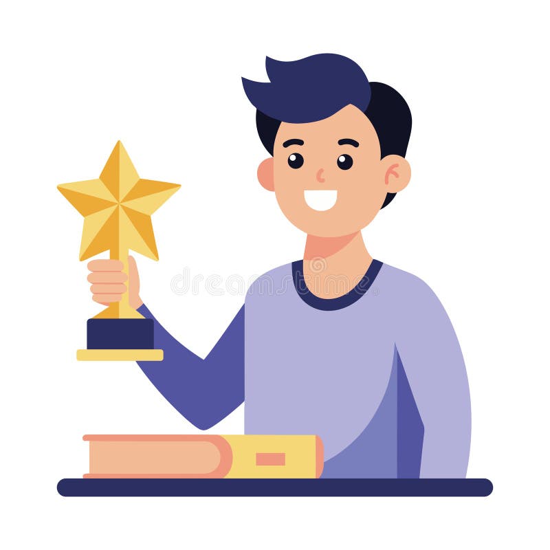 Student Leader with Star Trophy Stock Illustration - Illustration of ...