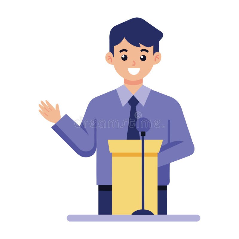 Student Leader Talking in Podium Stock Illustration - Illustration of ...