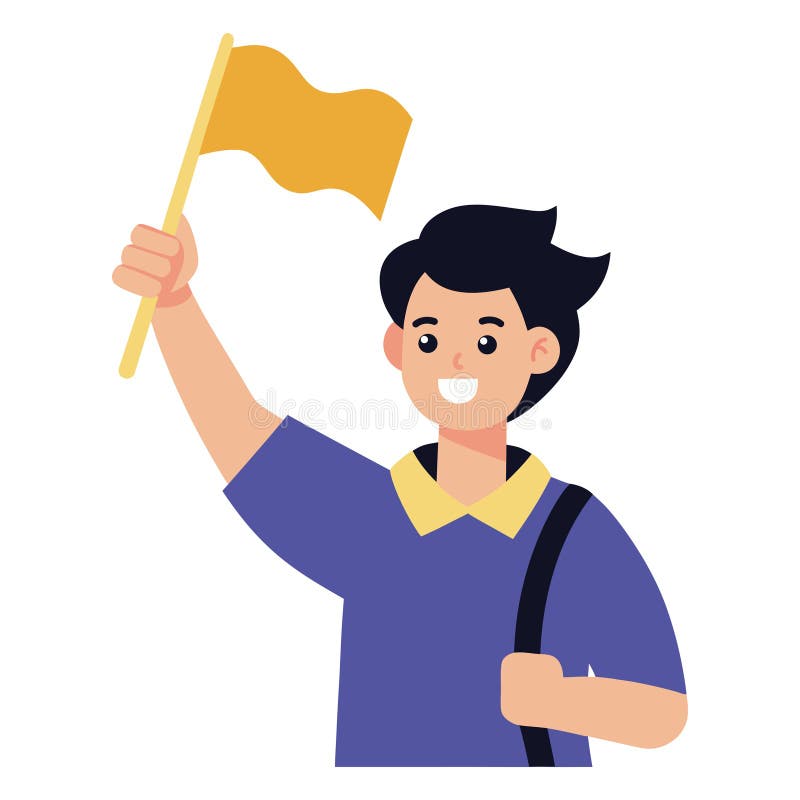 Student Leader Waving Flag stock illustration. Illustration of mentor ...