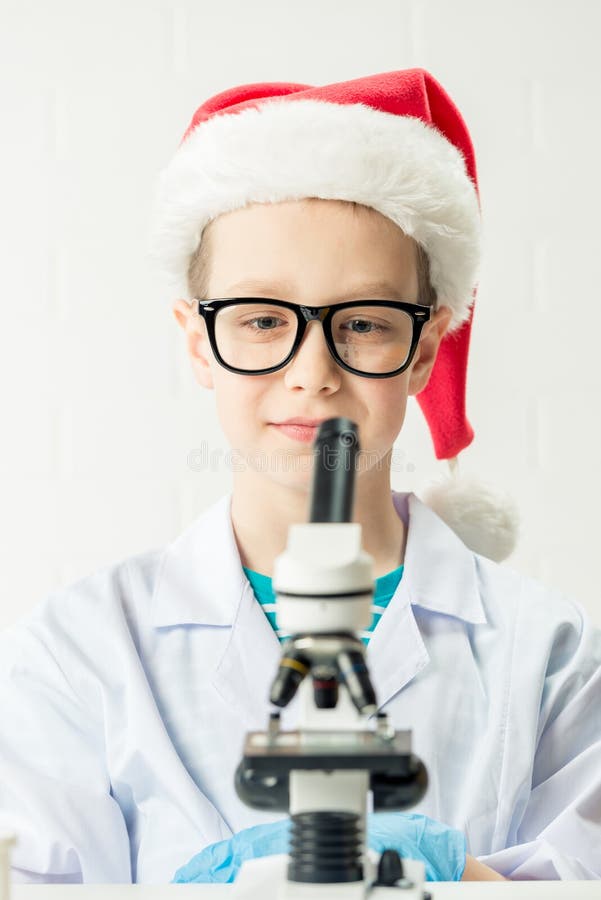 Student Learning Chemistry. Positive Joyful Smart Boy Testing and Using ...