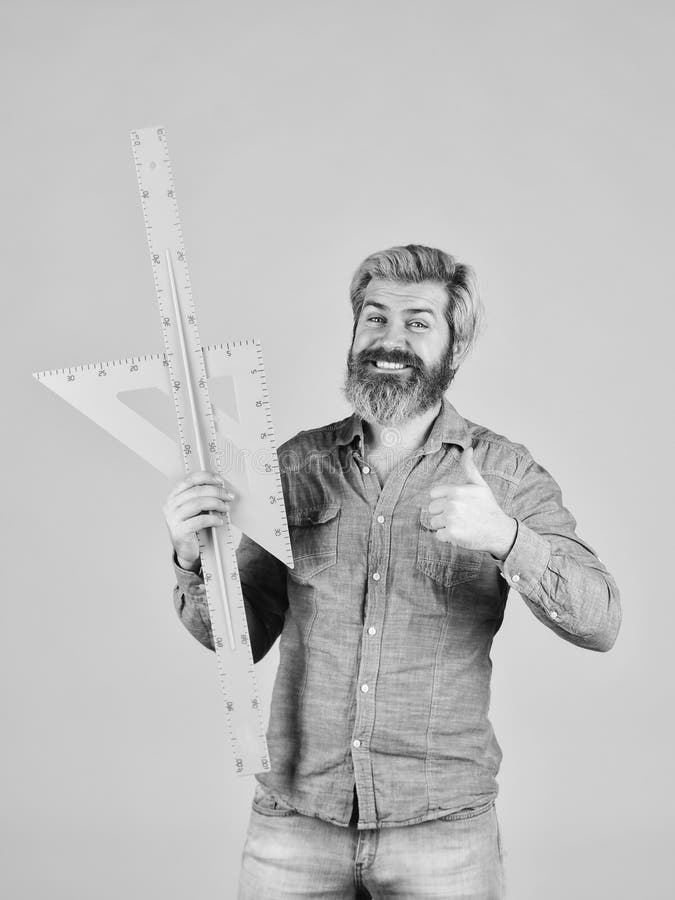 Student Learning Geometry. Home Learning Concept. Man Teacher Use ...