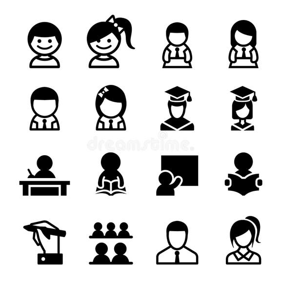 Student & Learning Icon Set Stock Illustration - Illustration of ...