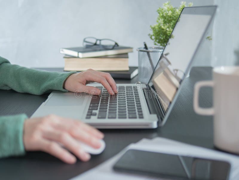 Student Learning with Laptop on Desk for Education, Study Stock Image ...