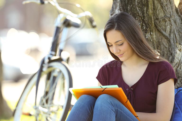 Student Learning Memorizing Notes Outdoors Stock Photo - Image of ...