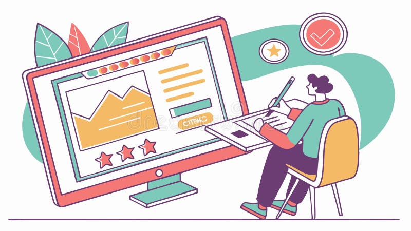 Student Learning Online with Reviews, Digital Education, Vector Design ...