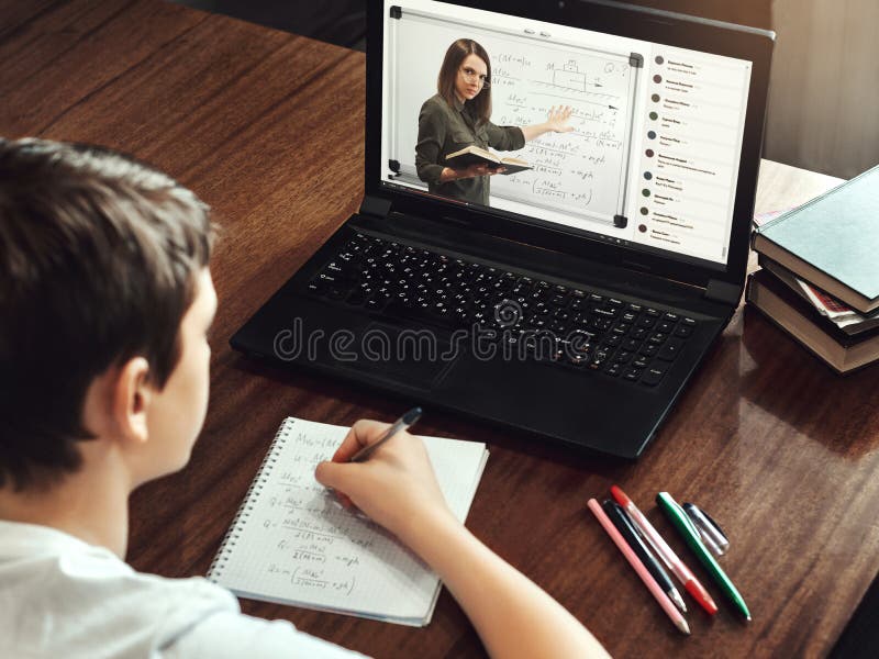Student learning online stock photo. Image of female - 183383072