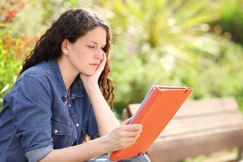 Student Learning Reading Notes Sitting in a Park Stock Image - Image of ...