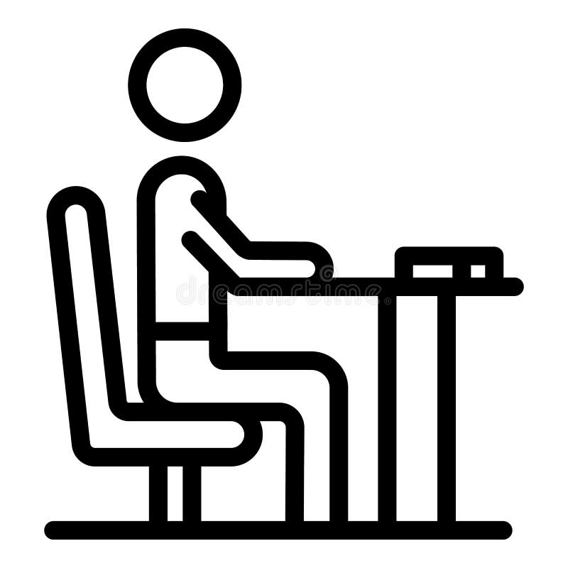 Student at Lesson Icon, Outline Style Stock Vector - Illustration of ...